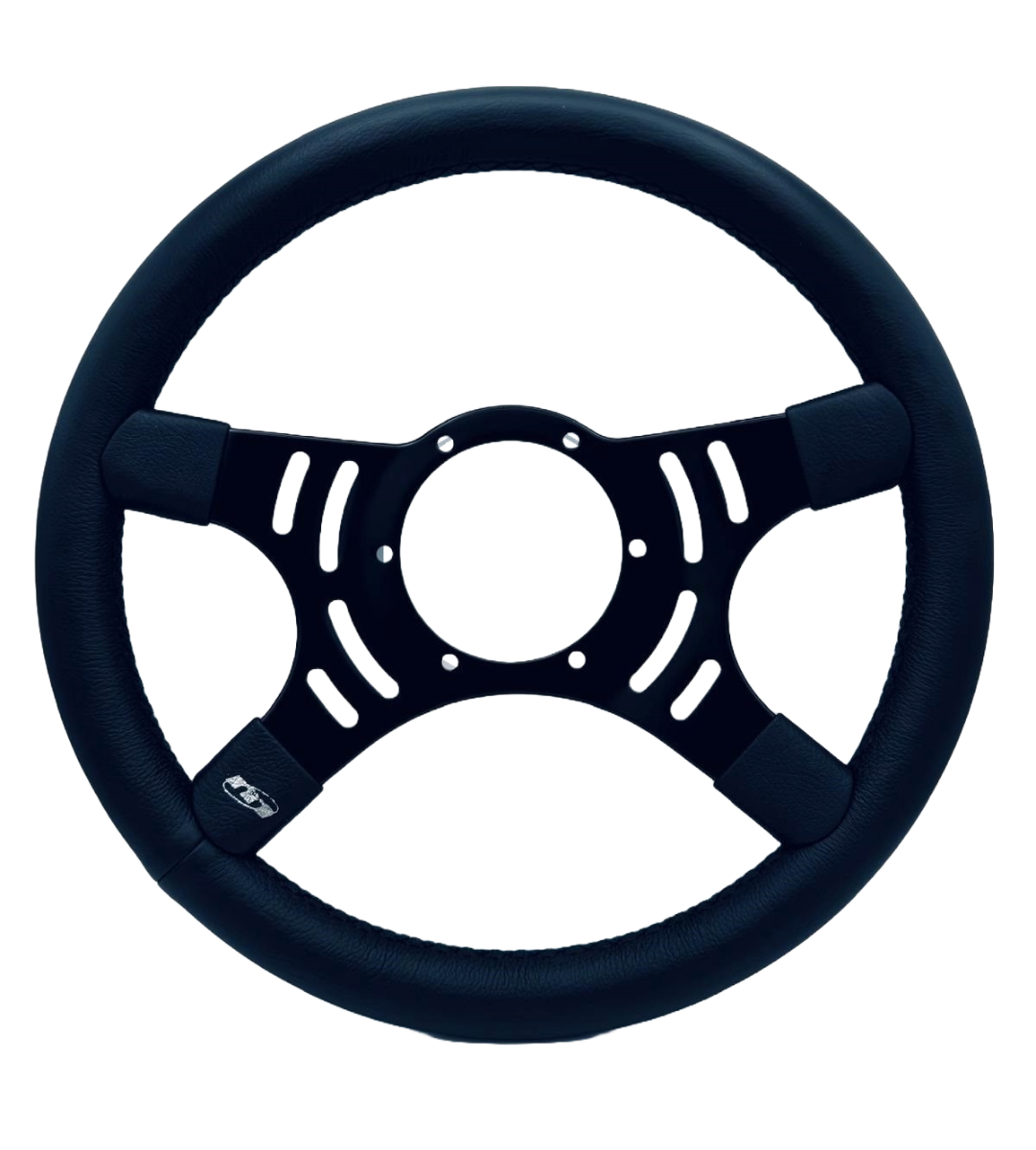 Mountney Traditional 14" 4 Spoke Semi-Dished Black Leather Steering Wh ...